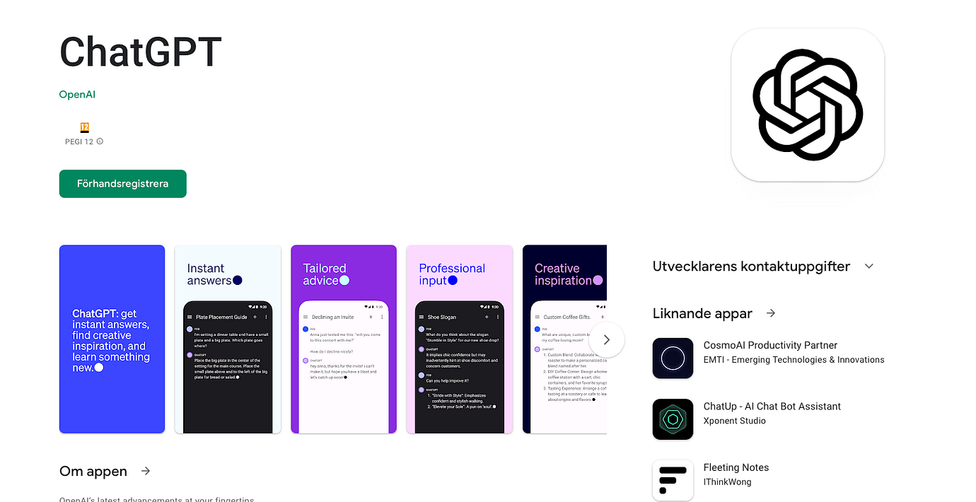 Android-app för Chat GPT lanseras inom kort
